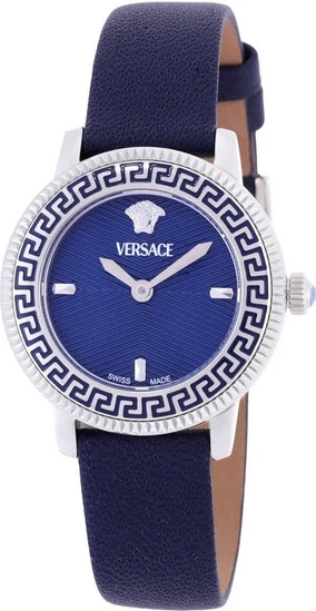 Versace V-Icon Γυναικείο Ρολόι με Μπλε Δερμάτινο Λουράκι VEUCA0124 ...