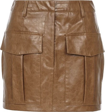 Mind Matter Μίνι Φούστα Δερματίνη Ψηλόμεση Cargo Καφέ MML25-02-02-018 ...