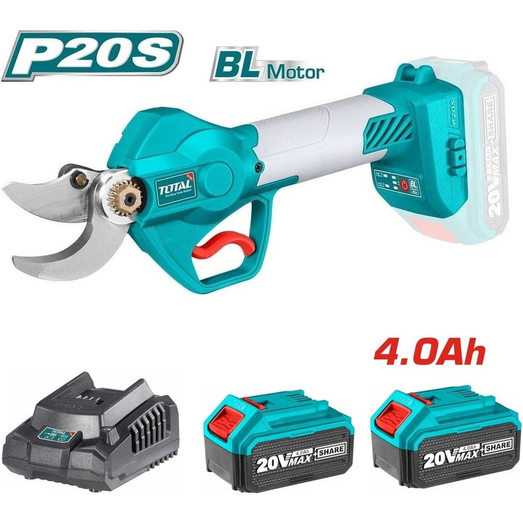 Total TSSLI2001-S24 Ψαλίδι Κλαδέματος Μπαταρίας 20V 2x4Ah με Κοπή 30mm ...