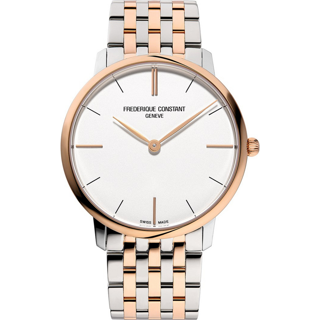 Frederique Constant Classics Slimline Ανδρικό Ρολόι με Ασημί Ροζ Χρυσό ...