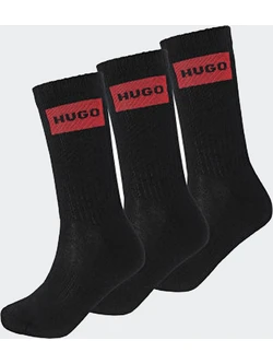 Hugo Boss Ανδρικές Κάλτσες Ψηλές με Σχέδια Μαύρες Ταμπά 3Pack 50543650 ...