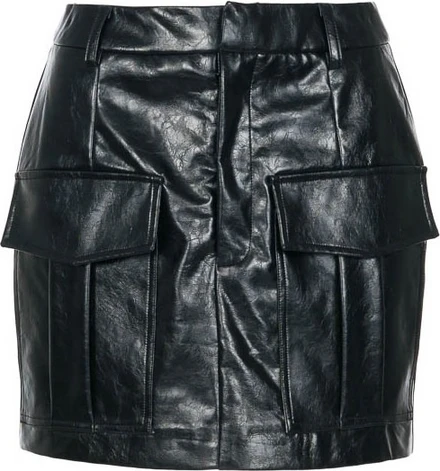 Mind Matter Μίνι Φούστα Δερματίνη Ψηλόμεση Cargo Μαύρη MML25-02-02-018 ...