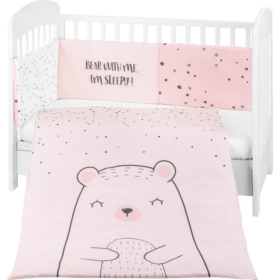 KikkaBoo Bear With Me Σετ Κούνιας 70x140cm Pink 3τμχ | BestPrice.gr
