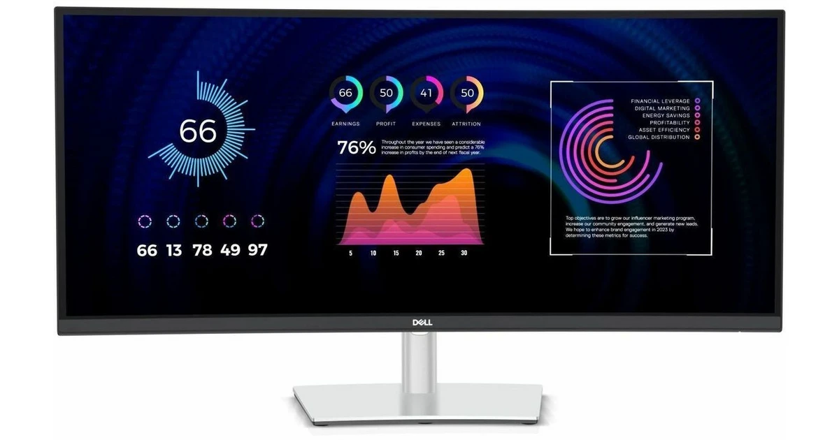 Dell P3424WE Ultrawide IPS Curved Monitor 34" 3440x1440 QHD 60Hz 8ms ...
