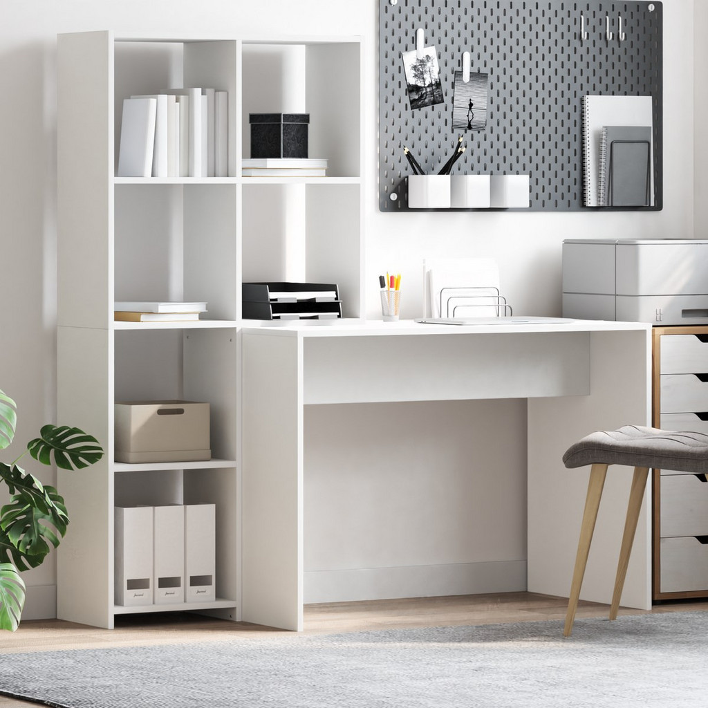 vidaXL Γραφείο Ξύλινο με Βιβλιοθήκη 138.5x55x143cm 3337249 | BestPrice.gr