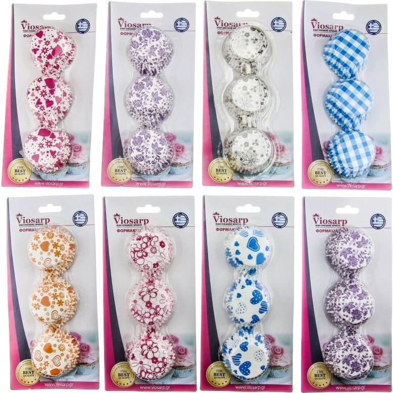 Viosarp Φόρμες Ζαχαροπλαστικής Χάρτινες για Muffin / Cupcake Στρογγυλές ...