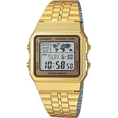 Casio Vintage Ψηφιακό Ανδρικό Ρολόι με Χρυσό Μεταλλικό Μπρασελέ A500WGA ...