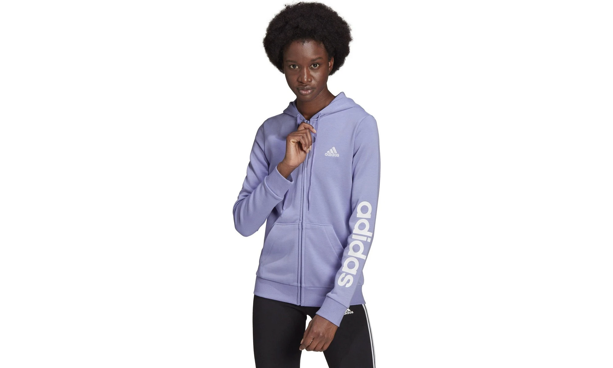 Adidas Essentials Logo Γυναικεία Ζακέτα Φούτερ Κοντή με Κουκούλα και ...