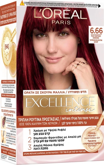L'Oreal Paris Excellence Creme 6.66 Πολύ Έντονο Κόκκινο Μόνιμη Βαφή ...
