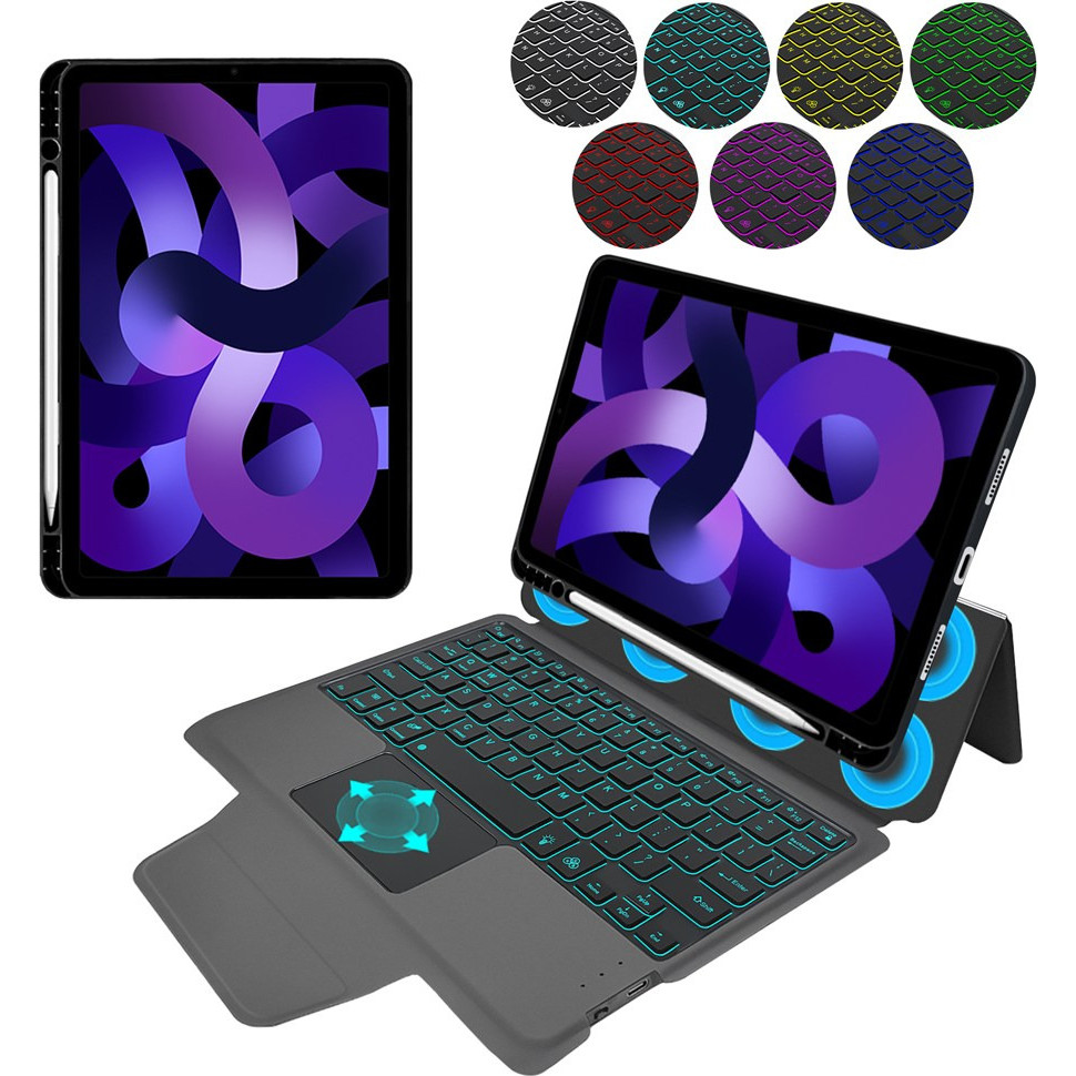 Techsuit KeyTab Pro with RGB Wireless Keyboard Pen Black (iPad Air 10.9 ...