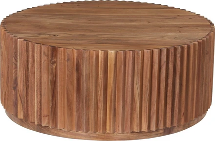 HomeMarkt Sedge Τραπεζάκι Σαλονιού Μασίφ Ξύλο με Ξύλινη Βάση Φ90xΥ38cm ...