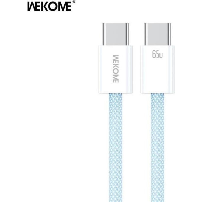 WK WDC-21 Braided USB-C to USB-C 65W 1m White Light Blue 6941027648087 ...
