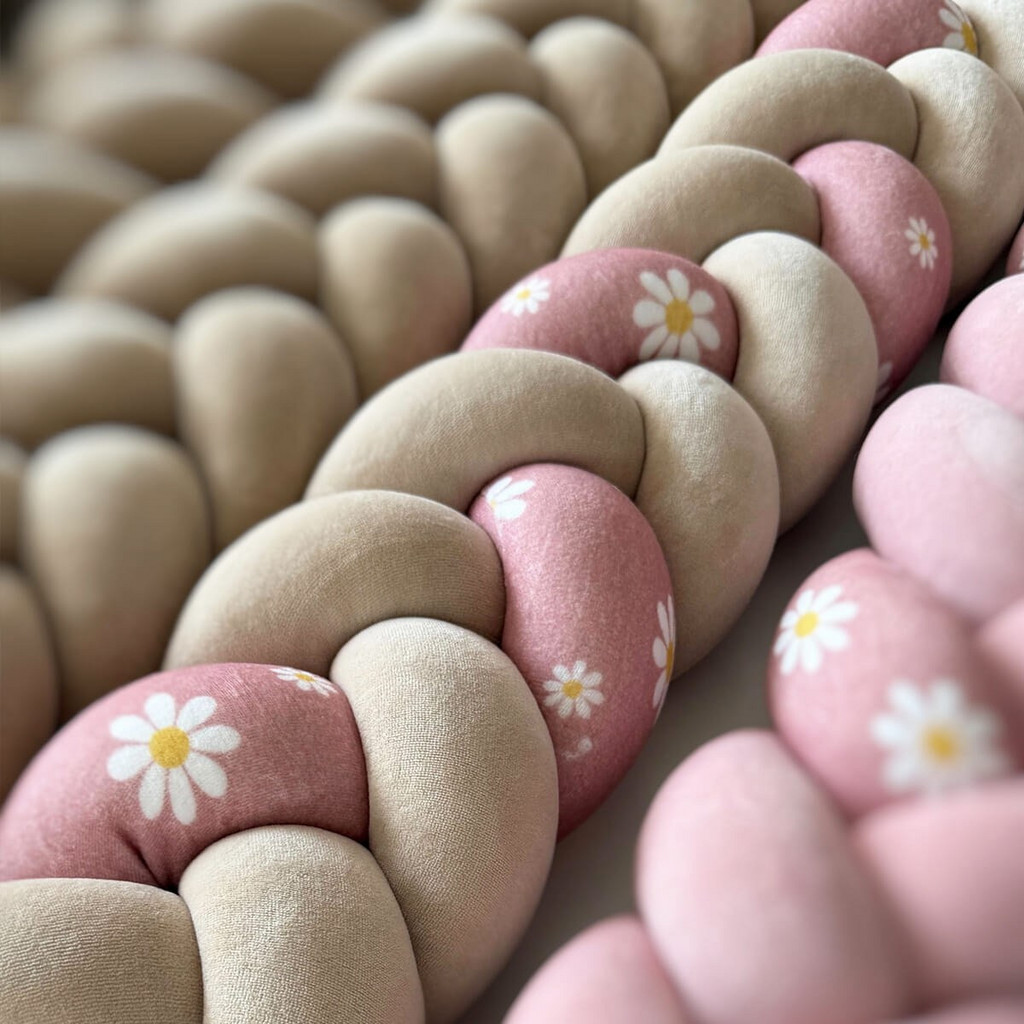 Sparrow Velvet Πάντα Κούνιας Πλεξούδα Daisies/Beige 10x340cm | BestPrice.gr