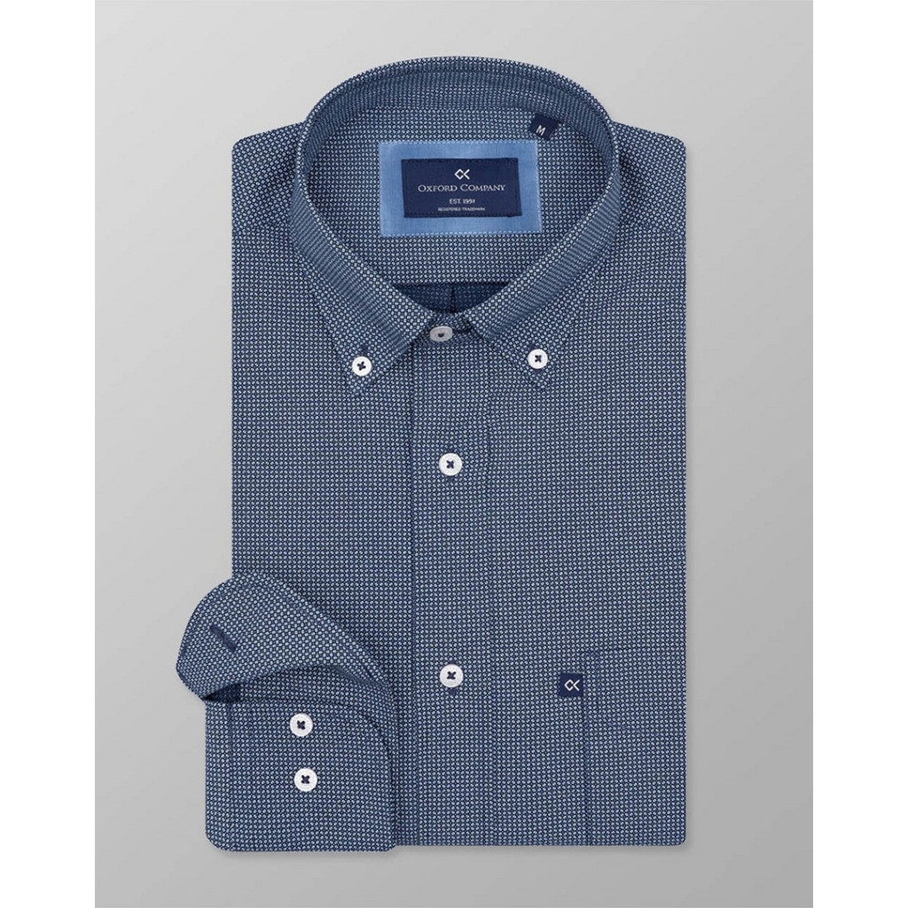 Oxford Company Ανδρικό Πουκάμισο Βαμβακερό Σχέδια Μακρυμάνικο Κανονική ...