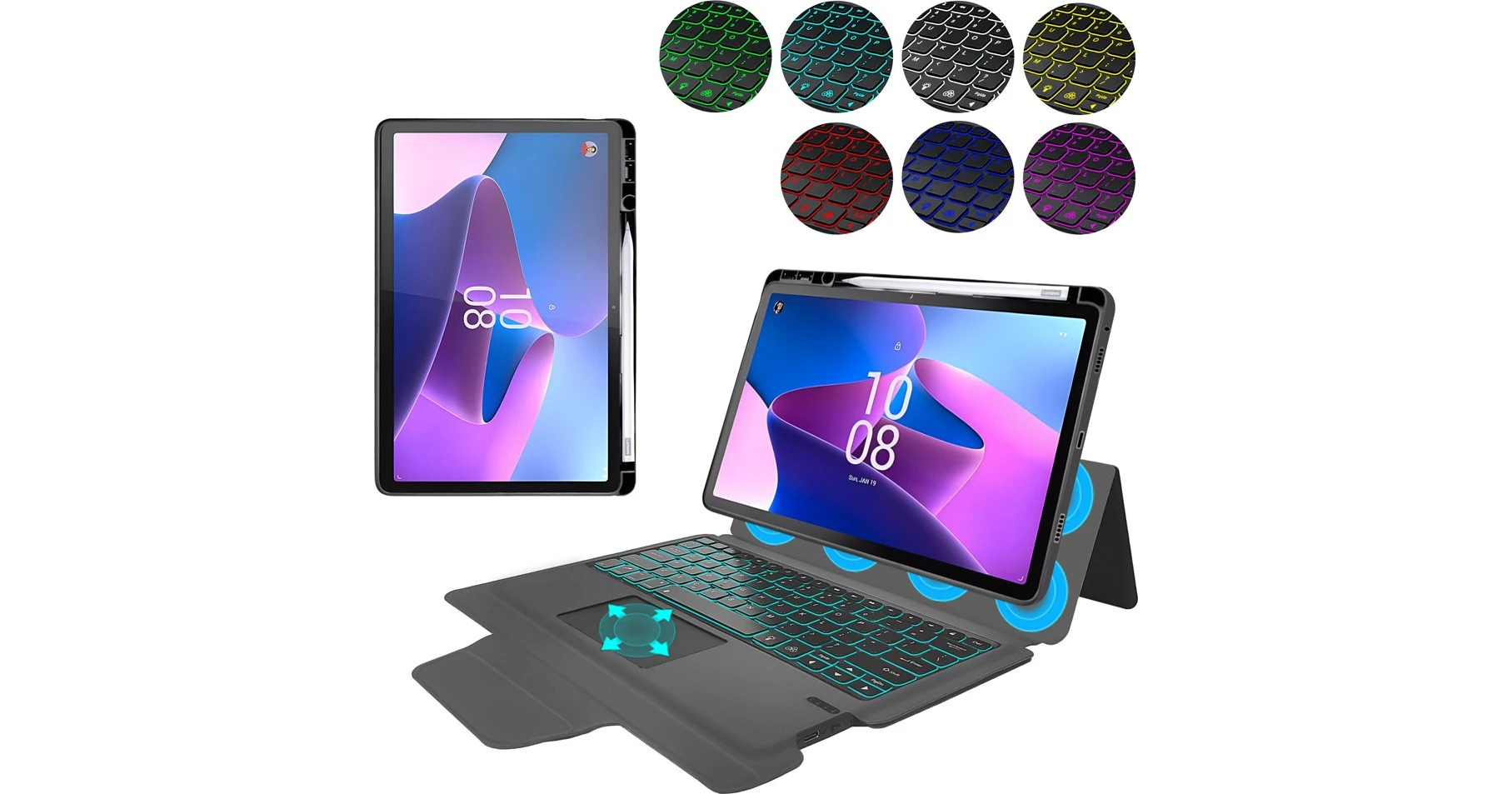 Techsuit KeyTab Pro with RGB Wireless Keyboard Pen Black (Lenovo Tab ...