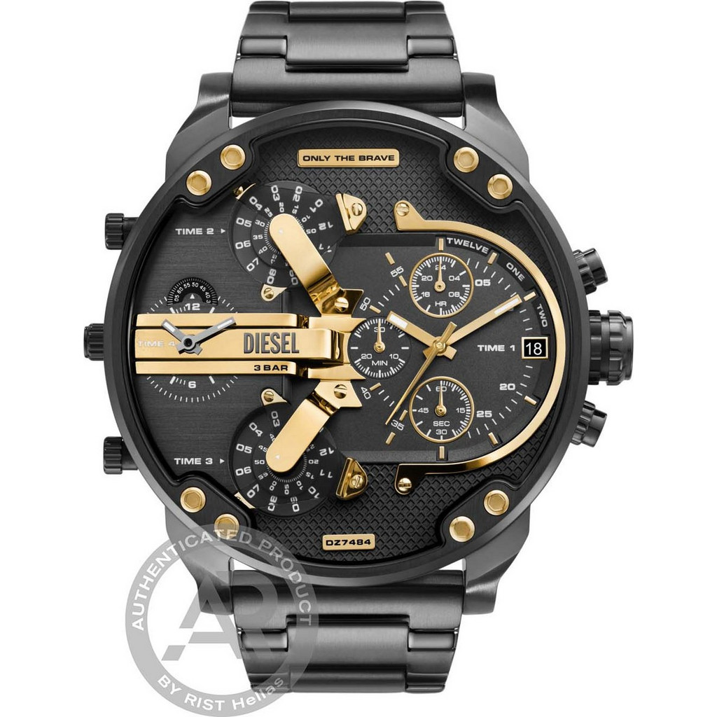 Diesel Mr. Daddy Ανδρικό Ρολόι Χρονογράφος με Μαύρο Μεταλλικό Μπρασελέ ...