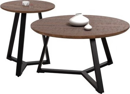 HomeMarkt ROCKET Τραπεζάκια Ζιγκόν Σαλονιού Στρογγυλά Ξύλινα με ...