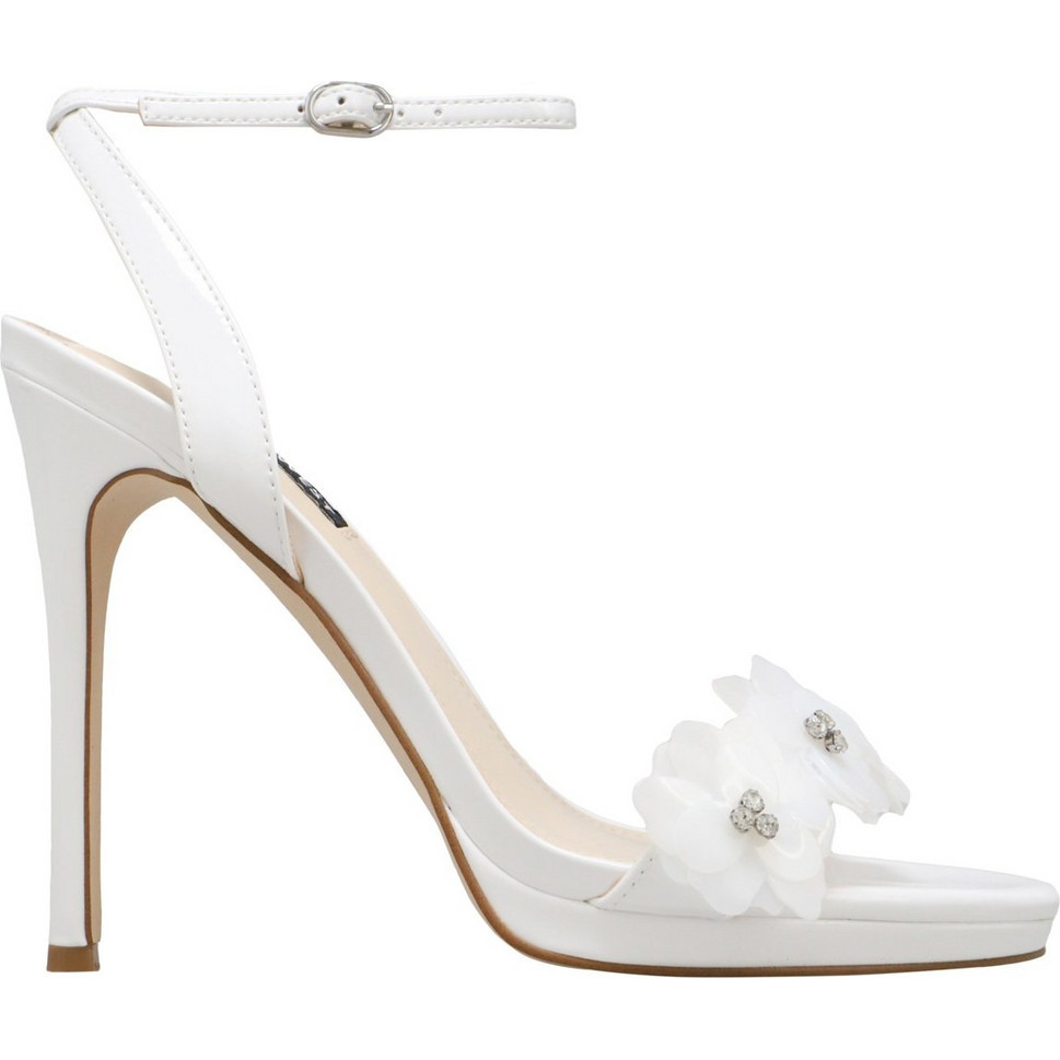 Nine West LOVELY 3 Γυναικεία Πέδιλα Δερμάτινα Λευκά με Λεπτό Ψηλό ...
