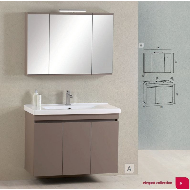 Pro Bagno Σετ Έπιπλο Μπάνιου με Νιπτήρα & Καθρέπτη Elegant 950A Καφέ ...