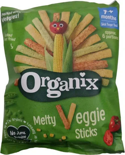 Organix Melty Veggie Βιολογικά Sticks Καλαμπόκι με Λαχανικά 7m+ Χωρίς ...