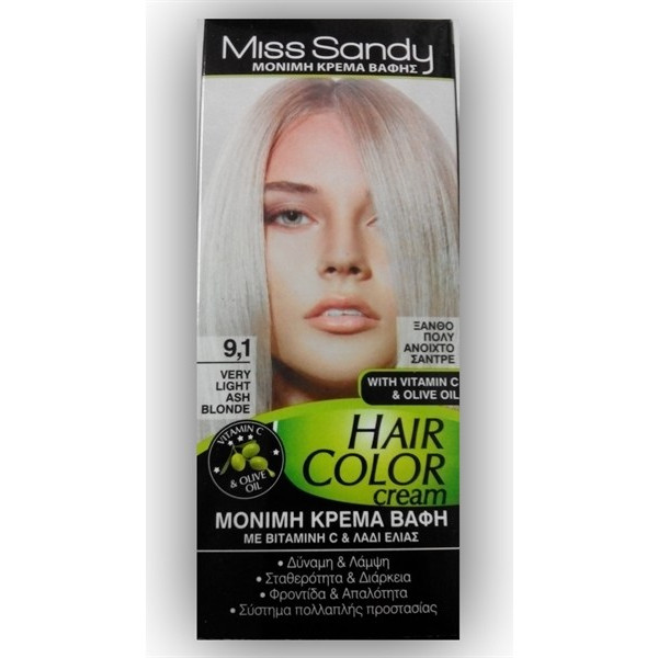 Miss Sandy 9/01 Ξανθό Πολύ Ανοιχτό Σαντρέ Μόνιμη Βαφή Μαλλιών 60ml ...
