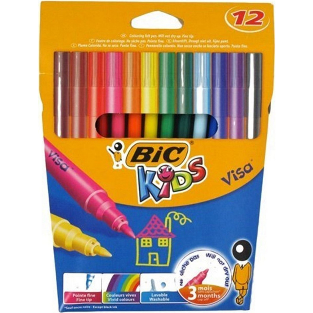 BIC Kids Visa Μαρκαδόροι Ζωγραφικής Σετ 12 Χρώματα | BestPrice.gr