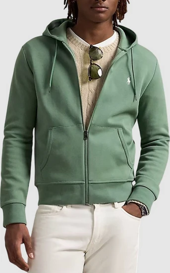 Ralph Lauren Ανδρική Ζακέτα Φούτερ με Κουκούλα και Φερμουάρ Χακί ...