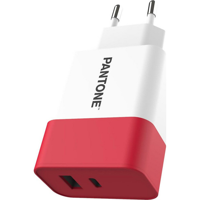 Pantone Red Φορτιστής Χωρίς Καλώδιο με Θύρα USB-A & USB-C 15W White ...