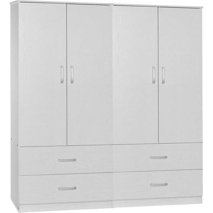 Pakoworld Τετράφυλλη Ντουλάπα Ρούχων Zelia A Λευκή 158x42x180cm 249-000061 | BestPrice.gr