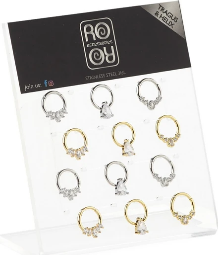 RO Accessories Γυναικεία Σκουλαρίκια Κρίκοι Μύτης Xρυσά & Ασημί ...