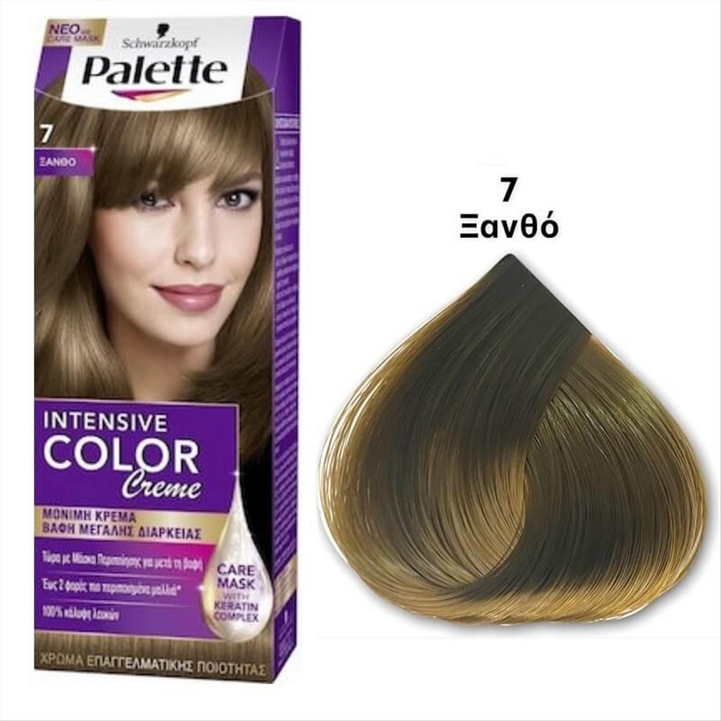 Schwarzkopf Palette Intensive Color Creme 7 Ξανθό Μόνιμη Βαφή Μαλλιών ...