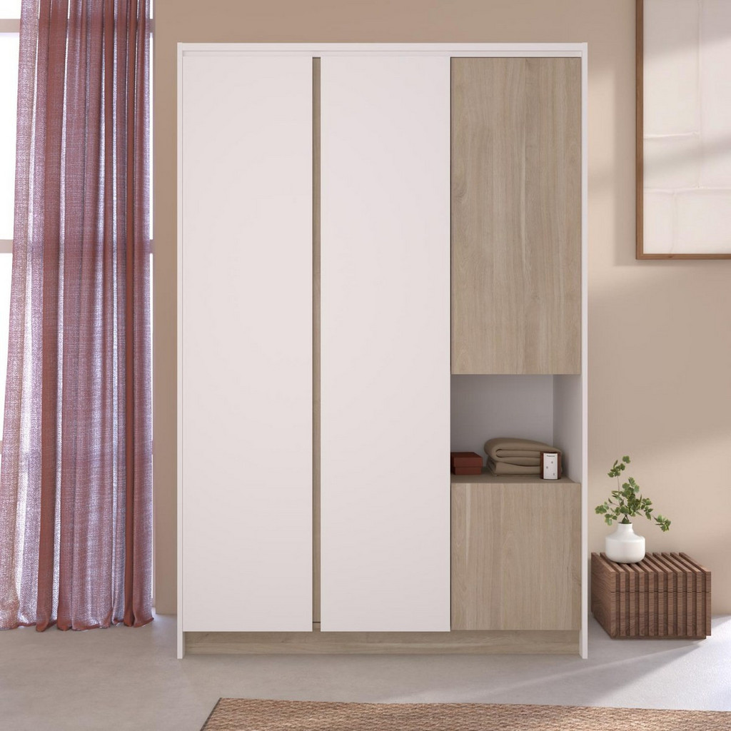 PoliHome Δίφυλλη Ντουλάπα Ρούχων Ester 1D3S Λευκή 59.9x53x190.5cm 162763619 | BestPrice.gr