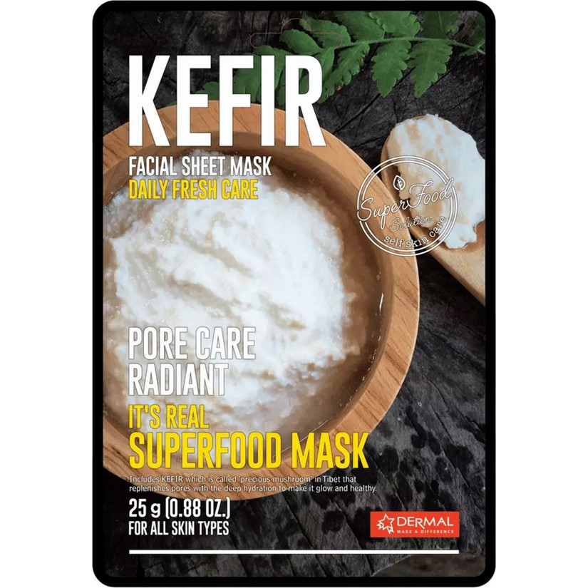 Dermal It's Real Superfood Kefir Sheet Μάσκα Προσώπου για Ενυδάτωση ...