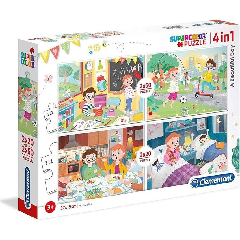 Clementoni Super Color A Beautiful Day 4 in 1 2x20pcs + 2x60pcs ...