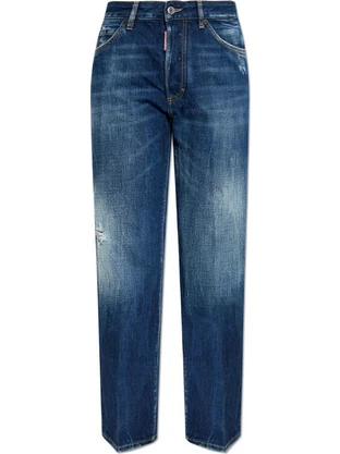 Dsquared2 Ψηλόμεσο Γυναικείο Τζιν Παντελόνι Κανονική Εφαρμογή Navy Μπλε ...