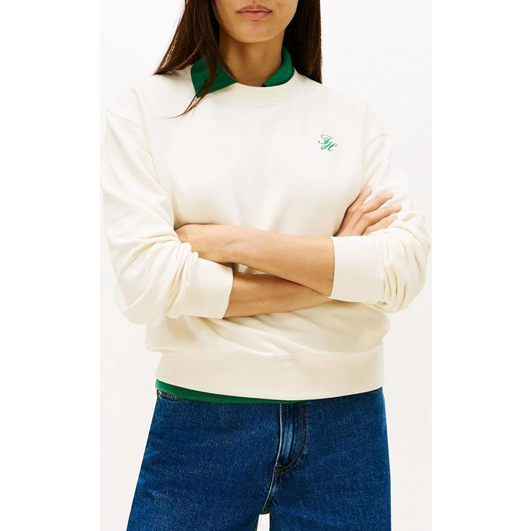 Tommy Hilfiger Γυναικείο Φούτερ Εκρού WW0WW49418-AEF | BestPrice.gr