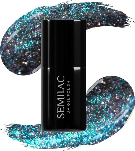 Semilac 828 Grey Holo Glitter Ημιμόνιμο Βερνίκι Νυχιών 7ml | BestPrice.gr