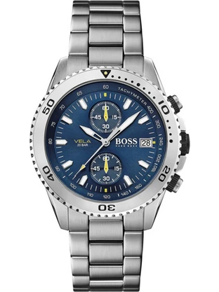 Hugo Boss Ανδρικό Ρολόι Χρονογράφος με Ασημί Μεταλλικό Μπρασελέ 1513884 ...