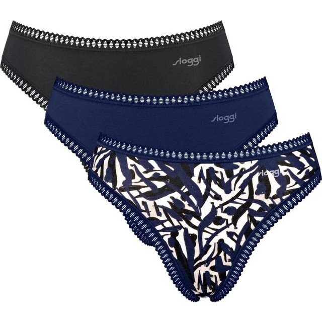 Sloggi Go Crush Βαμβακερά Γυναικεία Slip με Δαντέλα 3Pack 10219663-M008 ...