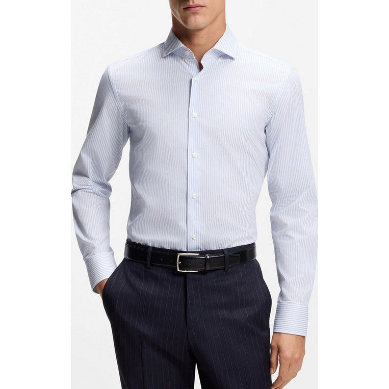 Hugo Boss Ανδρικό Πουκάμισο Βαμβακερό Ριγέ Μακρυμάνικο Κανονική Γραμμή ...