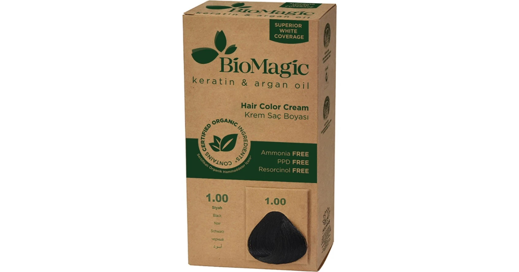 Biomagic Hair Cream 1.00 Black Φυτική Μόνιμη Βαφή Μαλλιών Χωρίς Αμμωνία ...
