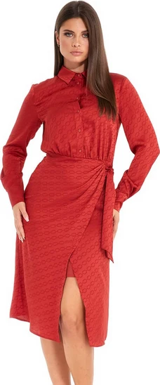 Guess Camilla Mini Φόρεμα για Γάμο / Βάπτιση Σεμιζιέ Σατέν Κόκκινο ...
