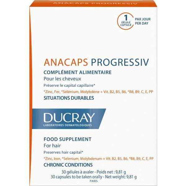 Ducray Anacaps Progressiv Συμπλήρωμα Διατροφής κατά της Τριχόπτωσης 30 ...