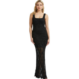 Guess Liza Maxi Φόρεμα για Γάμο / Βάπτιση με Δαντέλα Μαύρο W3YK75Z37G0 ...