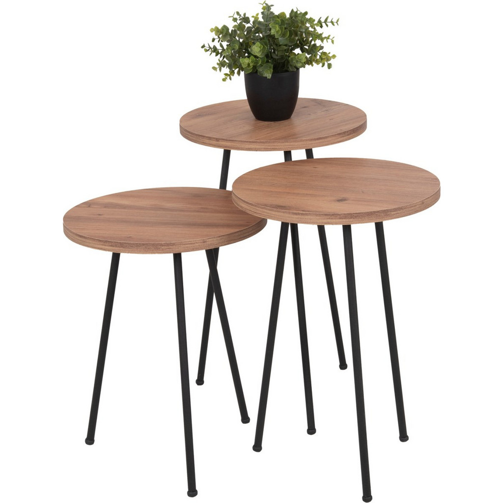 HomeMarkt Kissa Βοηθητικά Τραπεζάκια Σαλονιού Στρογγυλά Ξύλινα με ...