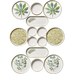 Hermia Σετ Πιάτα Φαγητού Πορσελάνης Λευκά Καφέ Πράσινα 25τμχ 868ARY1126 ...