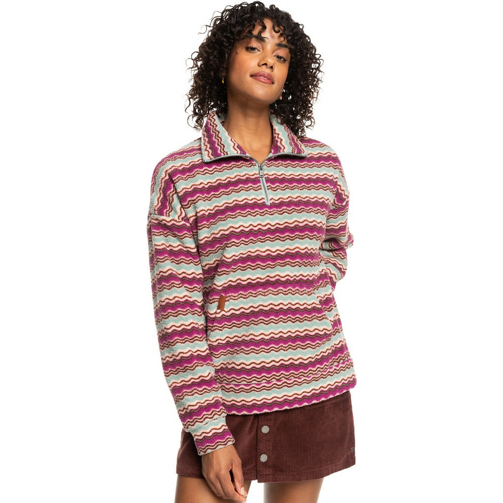 Roxy Live Out Loud Γυναικείο Φούτερ Fleece Oversized με Τσέπες Πολύχρωμο ERJPF03143-NDS4 ...