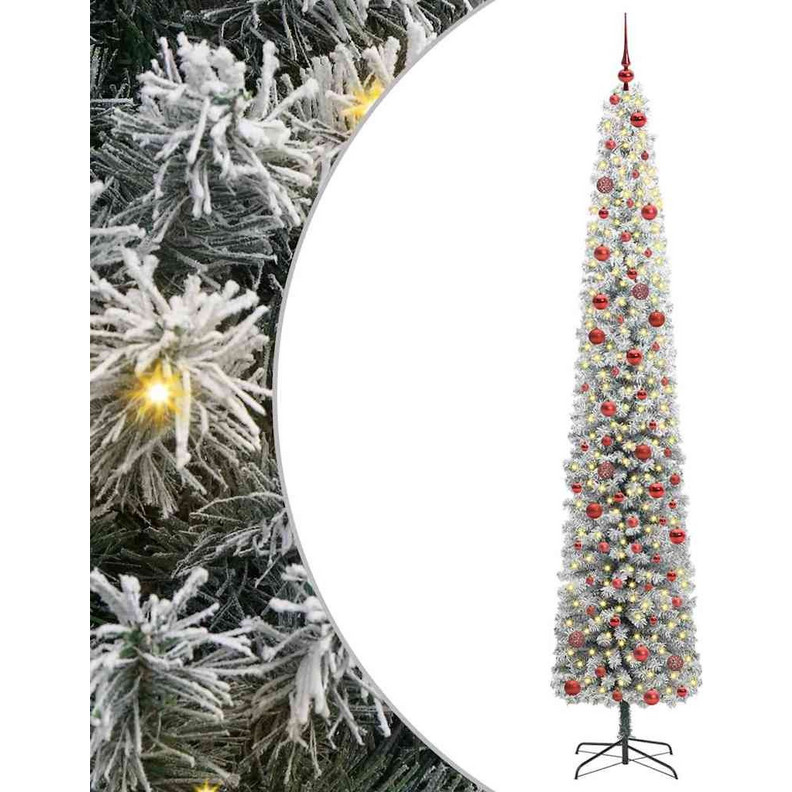 Χριστουγεννιάτικο Δέντρο Slim vidaXL Στολισμένο Χιονισμένο με Φωτάκια ...