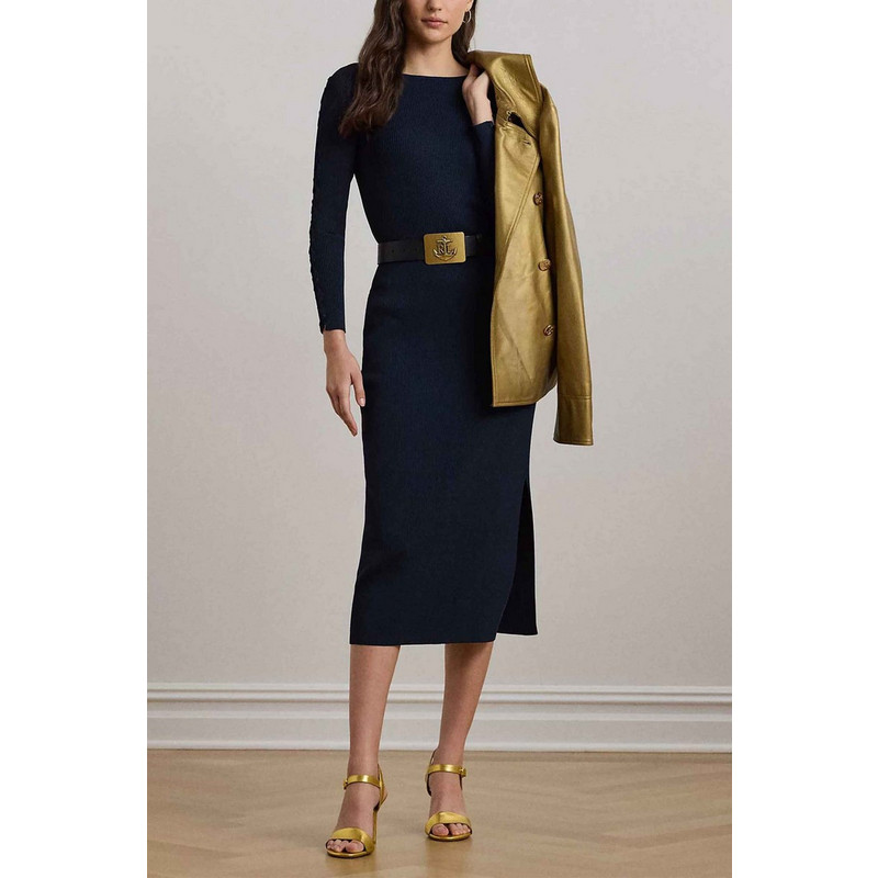 Lauren Ralph Lauren Μίντι Φούστα Υφασμάτινη Ψηλόμεση Pencil Navy Μπλε ...