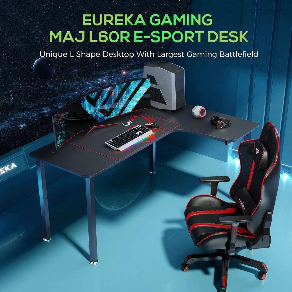 Eureka Γωνιακό Gaming Γραφείο Ξύλινο 155.4x110x76.2cm ERK-CD-L01R-60B ...